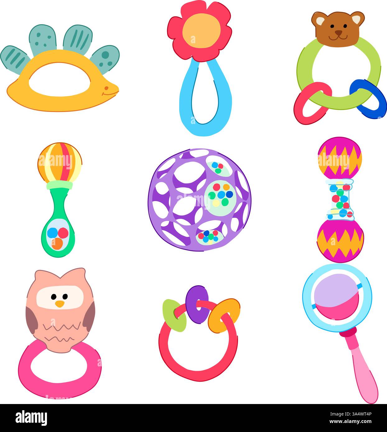baby rattle set cartoon vector illustration Stock Vector Image & Art ...