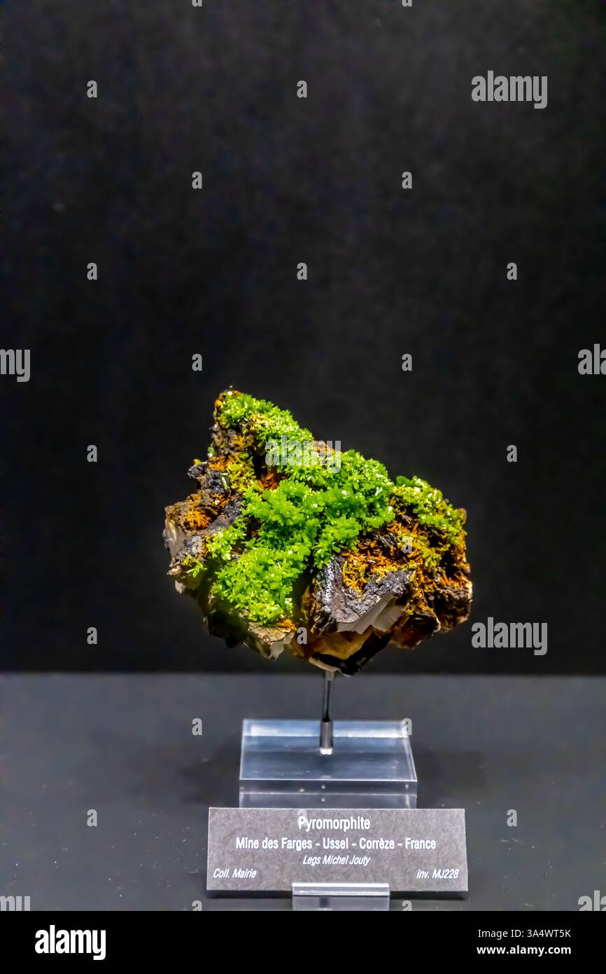 Crystals and gemstones in the Crystal museum in Chamonix. Unusual ...