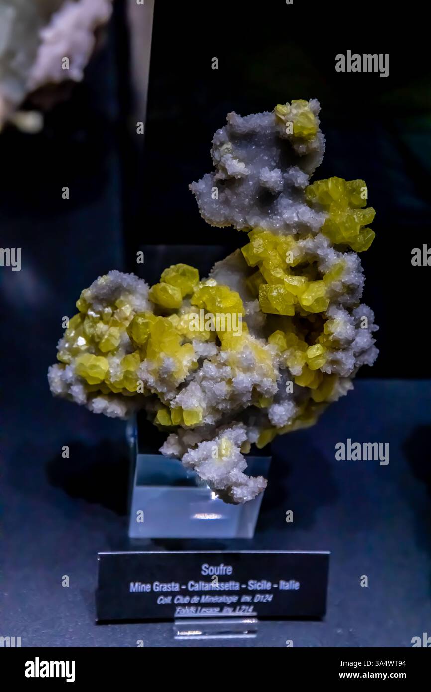 Crystals and gemstones in the Crystal museum in Chamonix. Unusual ...