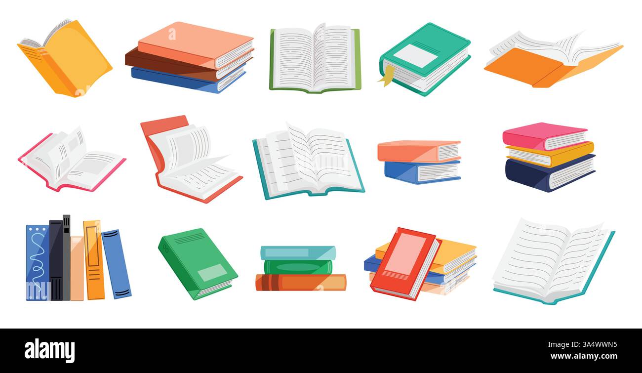 Books colorful drawing clipart set. School library textbooks clip art ...