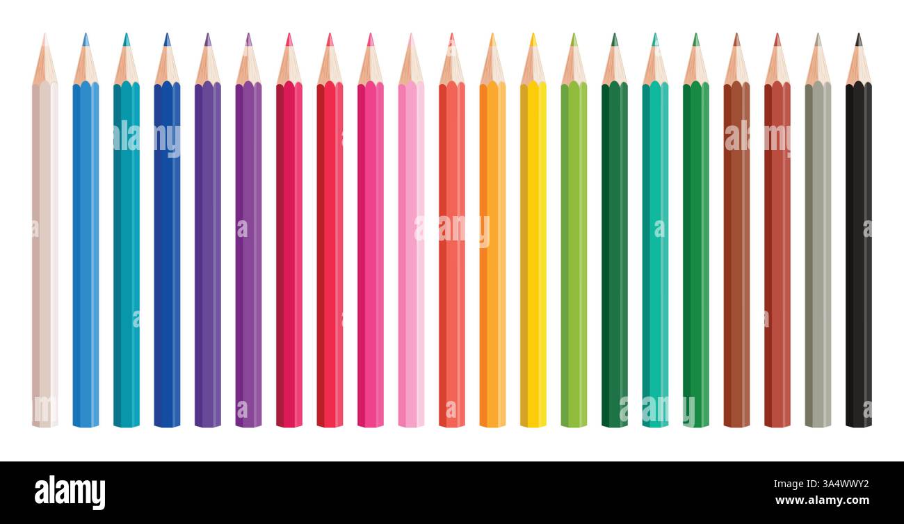 Color pencil colorful clipart set. School items color pencil clip art ...