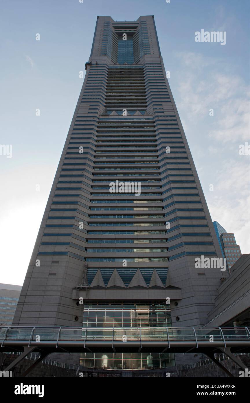 Looking up at Landmark Tower, the second tallest building in Japan ...