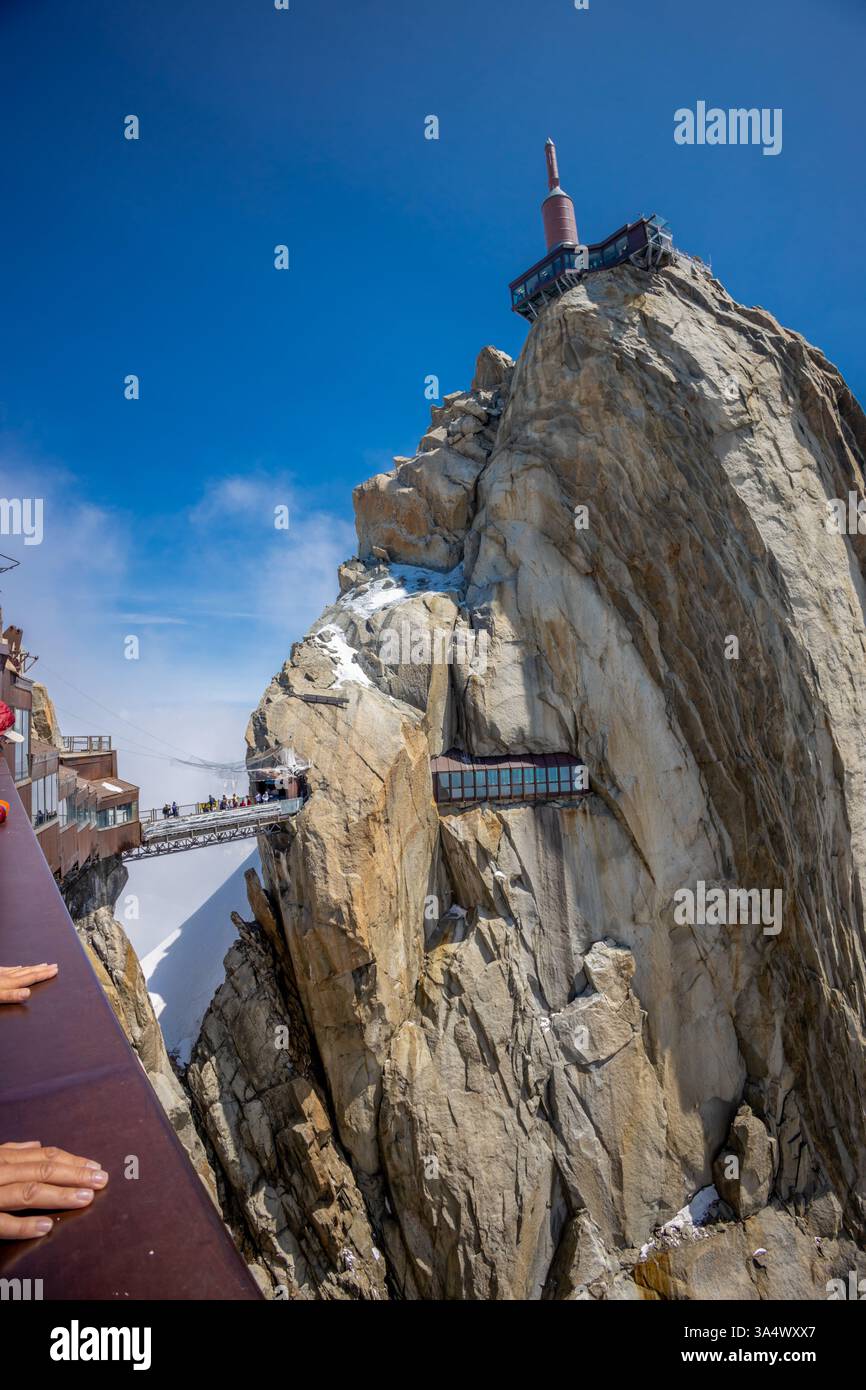 Cable car gondola in Chamonix Mont Blanc. Aiguille du Midi, Brevent and Valle Blanche Cable Car ...