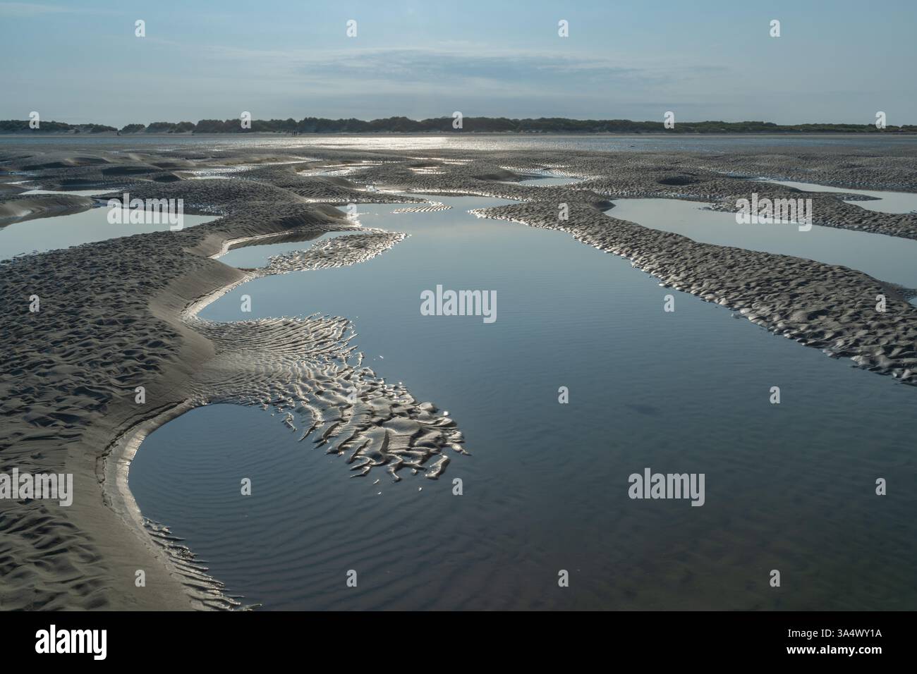 Low tide at West Wittering beach looking towards Isle of Wight ...