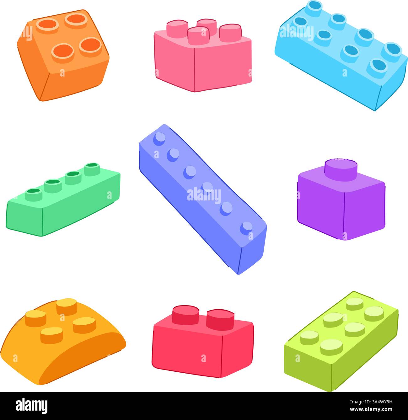 building blocks set cartoon vector illustration Stock Vector Image ...