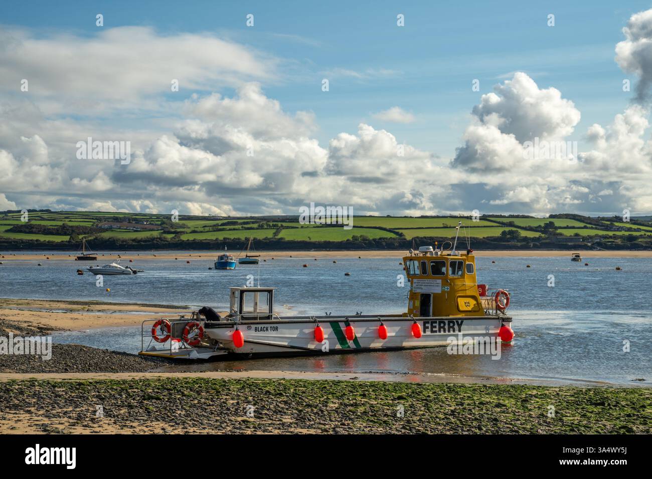 Padstow to Rock ferry in the Camel estuary in Cornwall, England Stock ...
