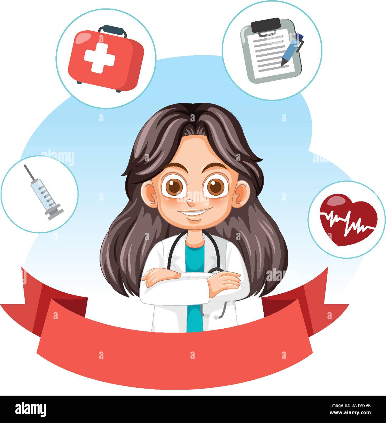 Illustration of a doctor with medical symbols Stock Vector Image & Art ...
