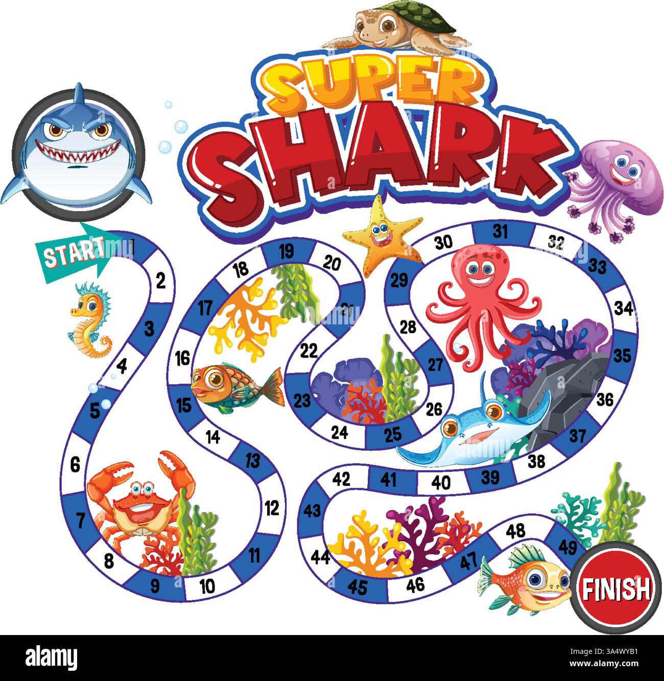 Colorful ocean-themed board game with marine animals Stock Vector Image ...