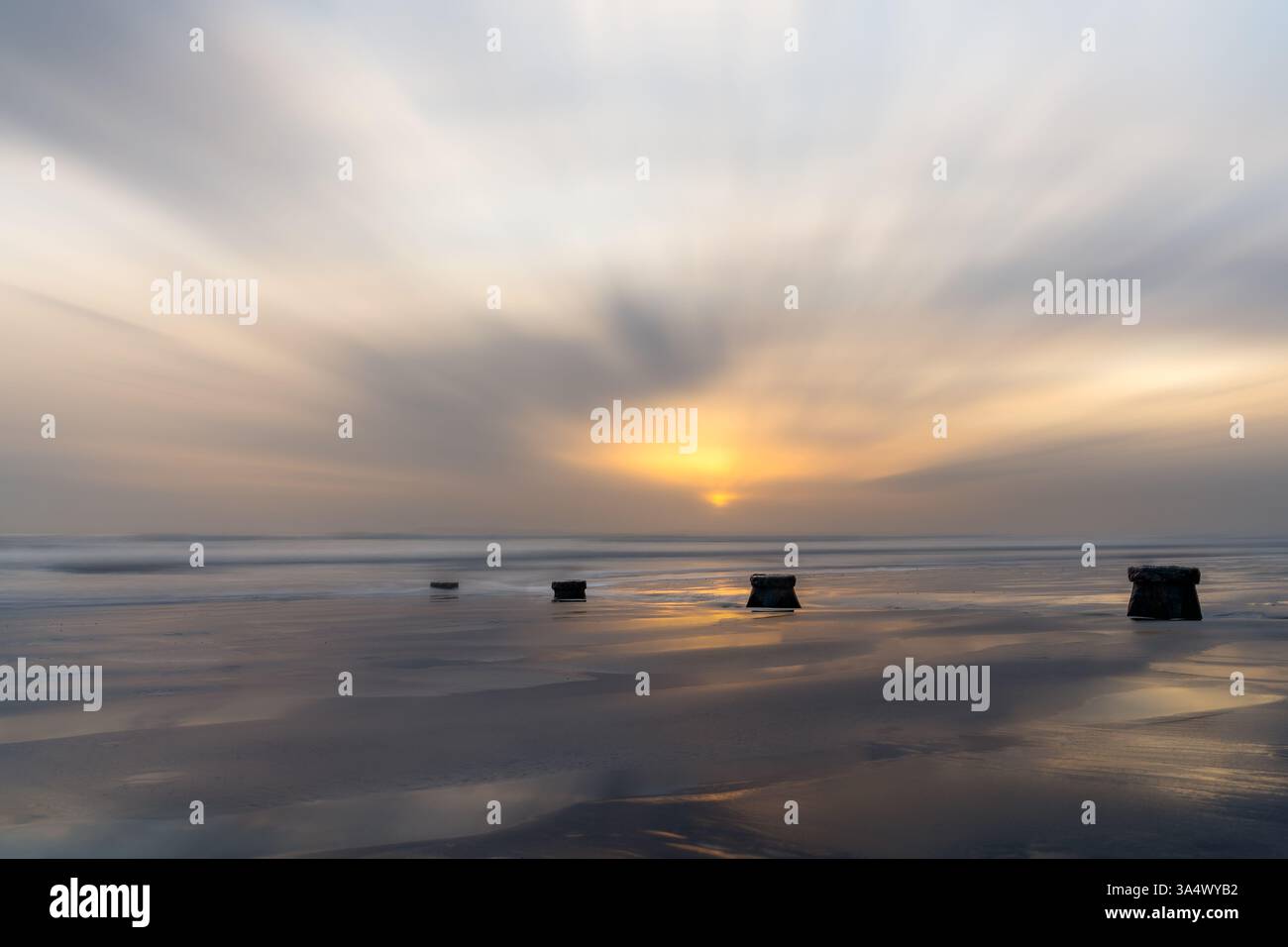 A very dramatic sunset at West Wittering Beach in West Sussex Stock ...