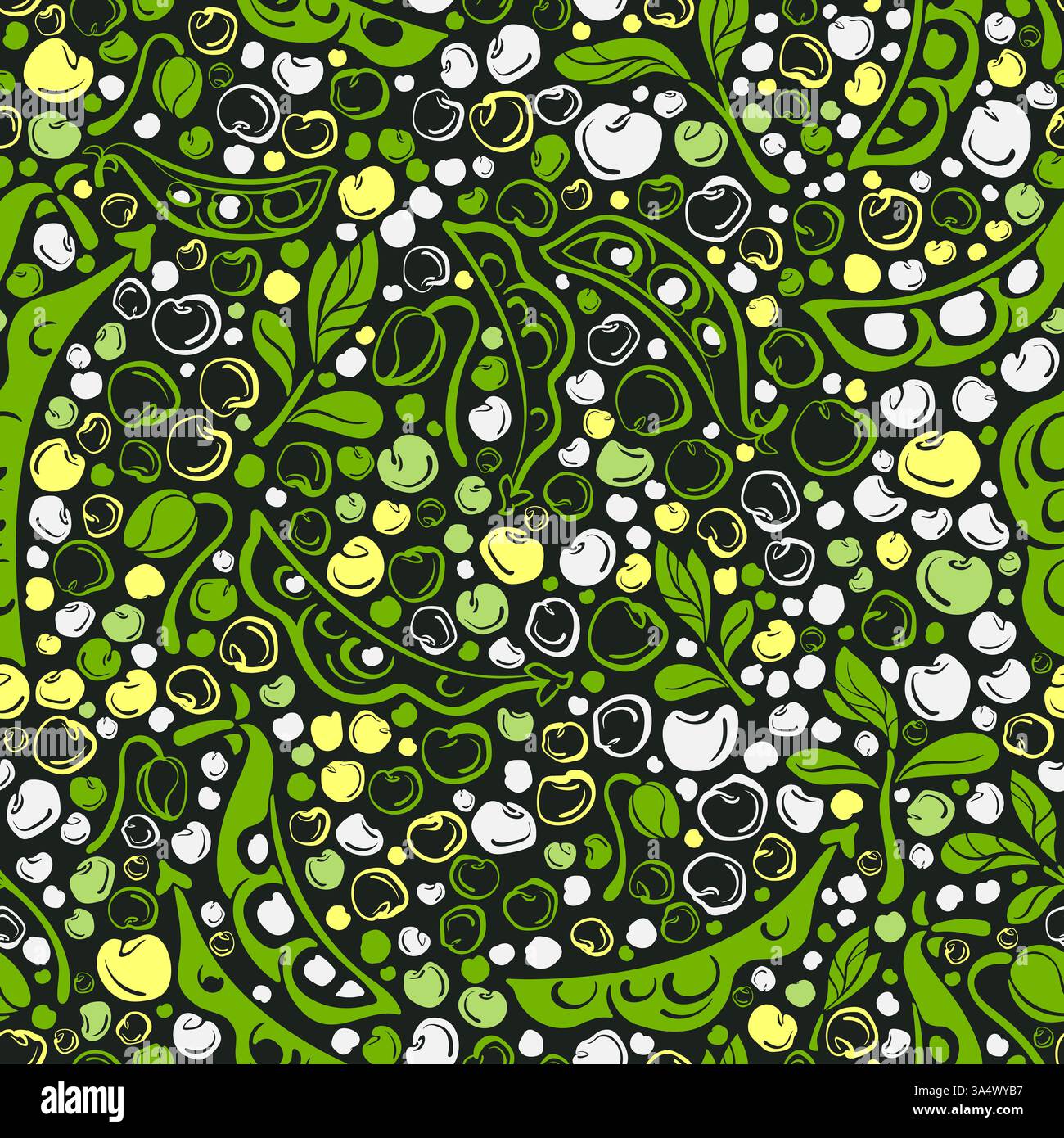 Legumes seamless pattern. Vector green bean, fresh sprout, silhouette ...