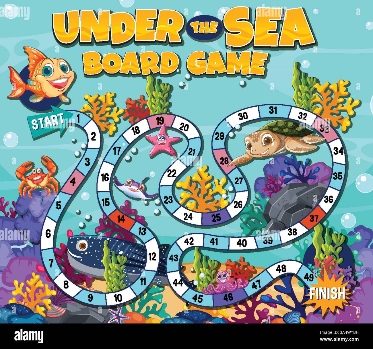 Colorful ocean-themed board game with marine animals Stock Vector Image ...