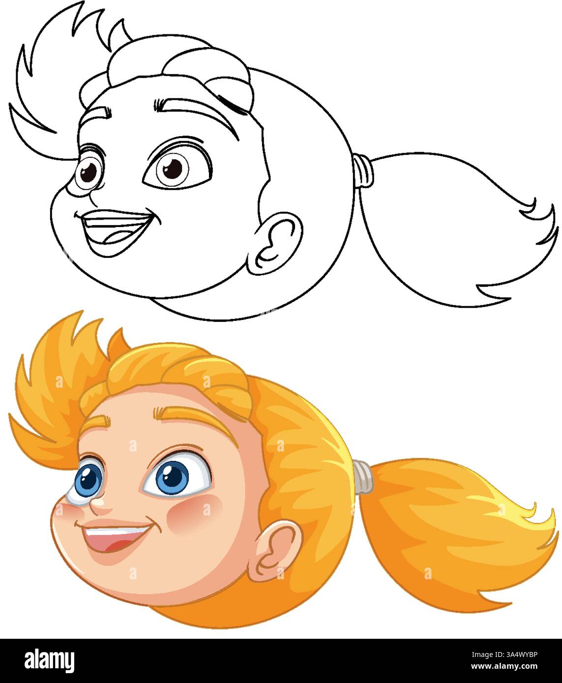 Ponytail hair vector vectors hi-res stock photography and images - Alamy