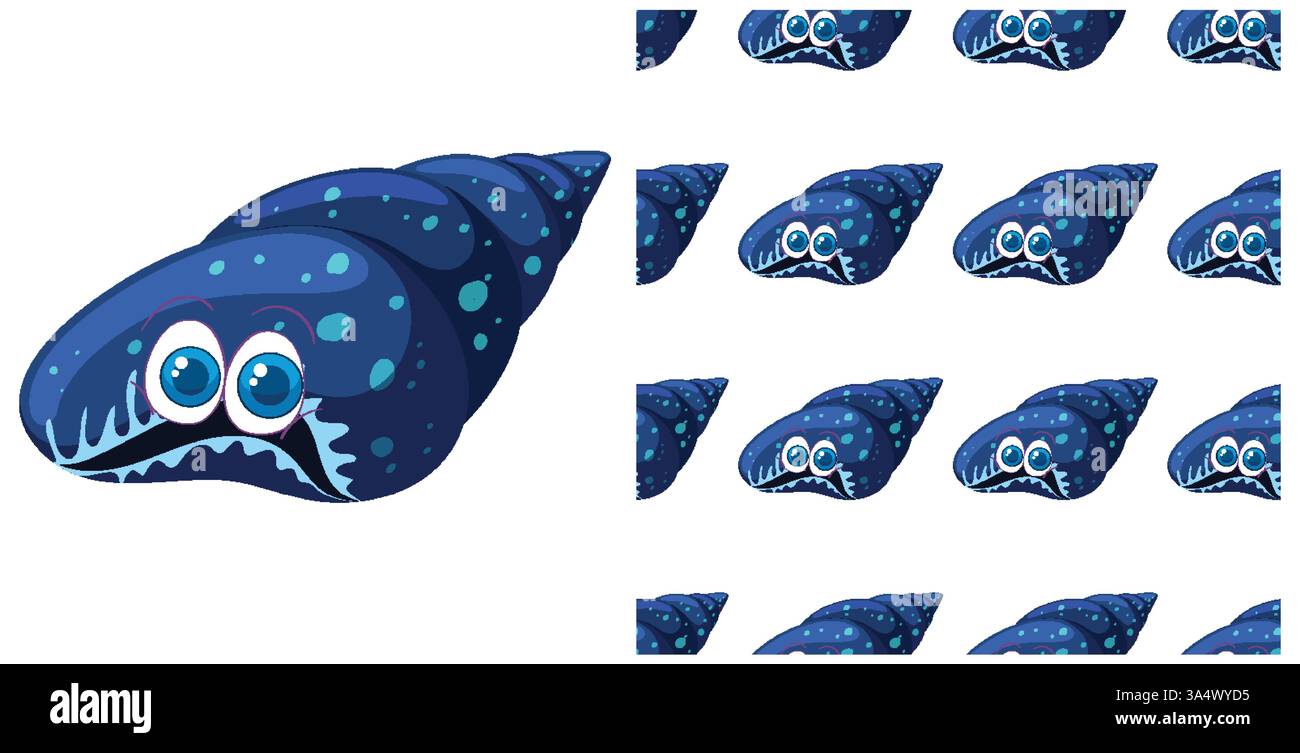 Playful blue sea creatures with expressive eyes Stock Vector Image ...