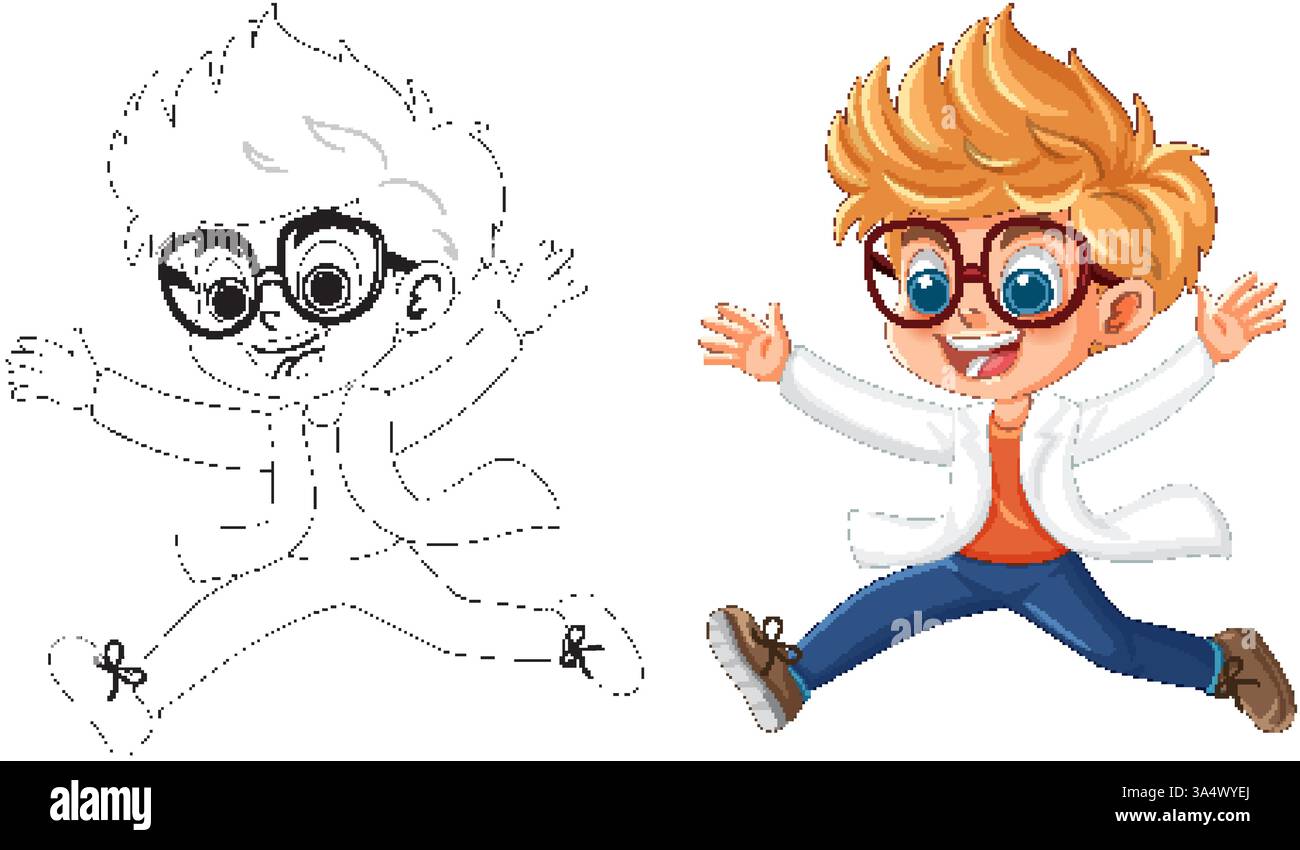 Happy cartoon character jumping with excitement and joy Stock Vector ...