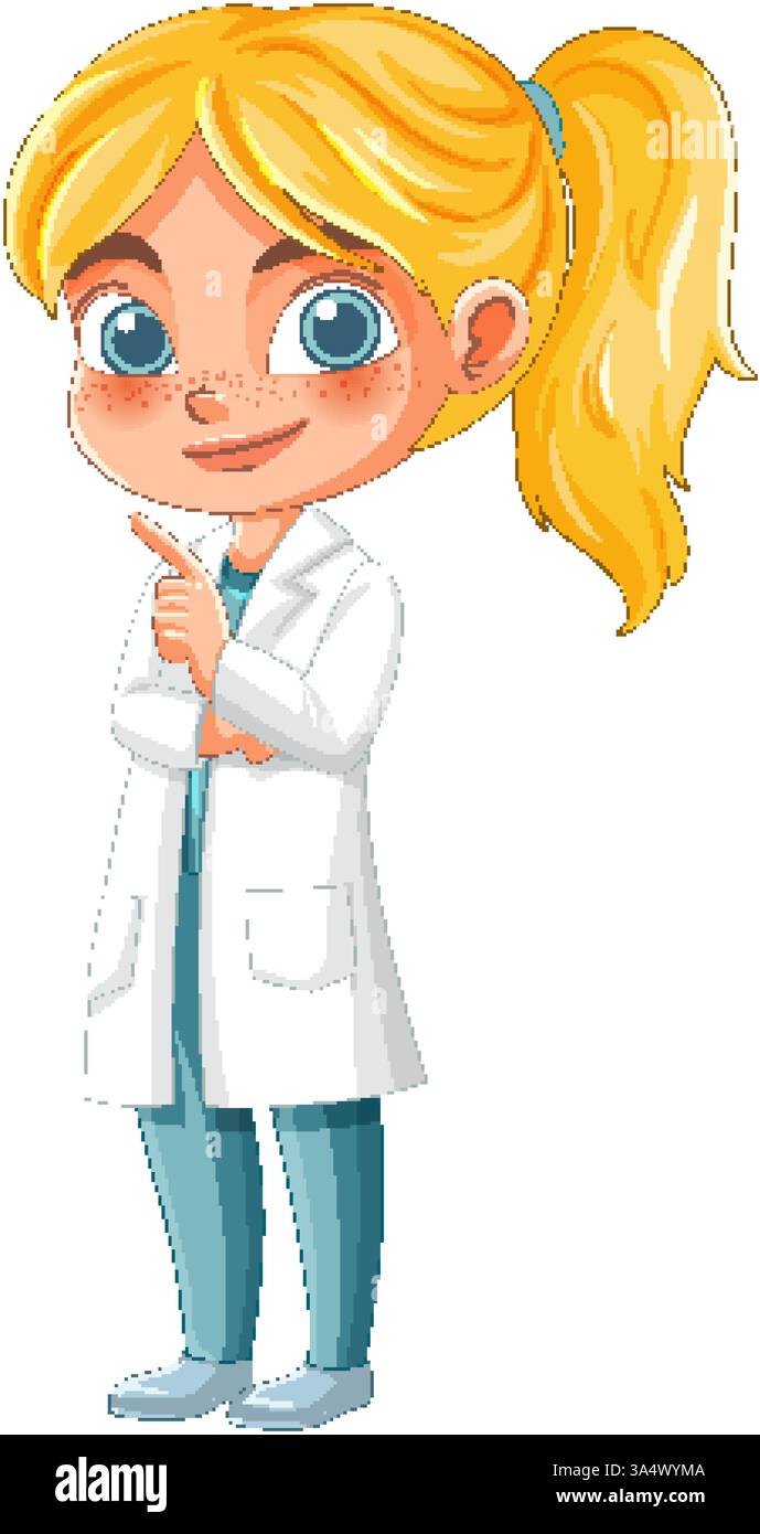 Cartoon scientist with blonde hair and lab coat Stock Vector Image ...