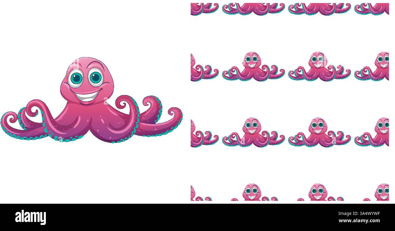 Playful octopus illustration in a seamless pattern Stock Vector Image ...
