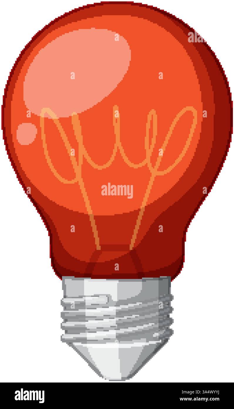 A vibrant red light bulb vector illustration with a glossy finish ...