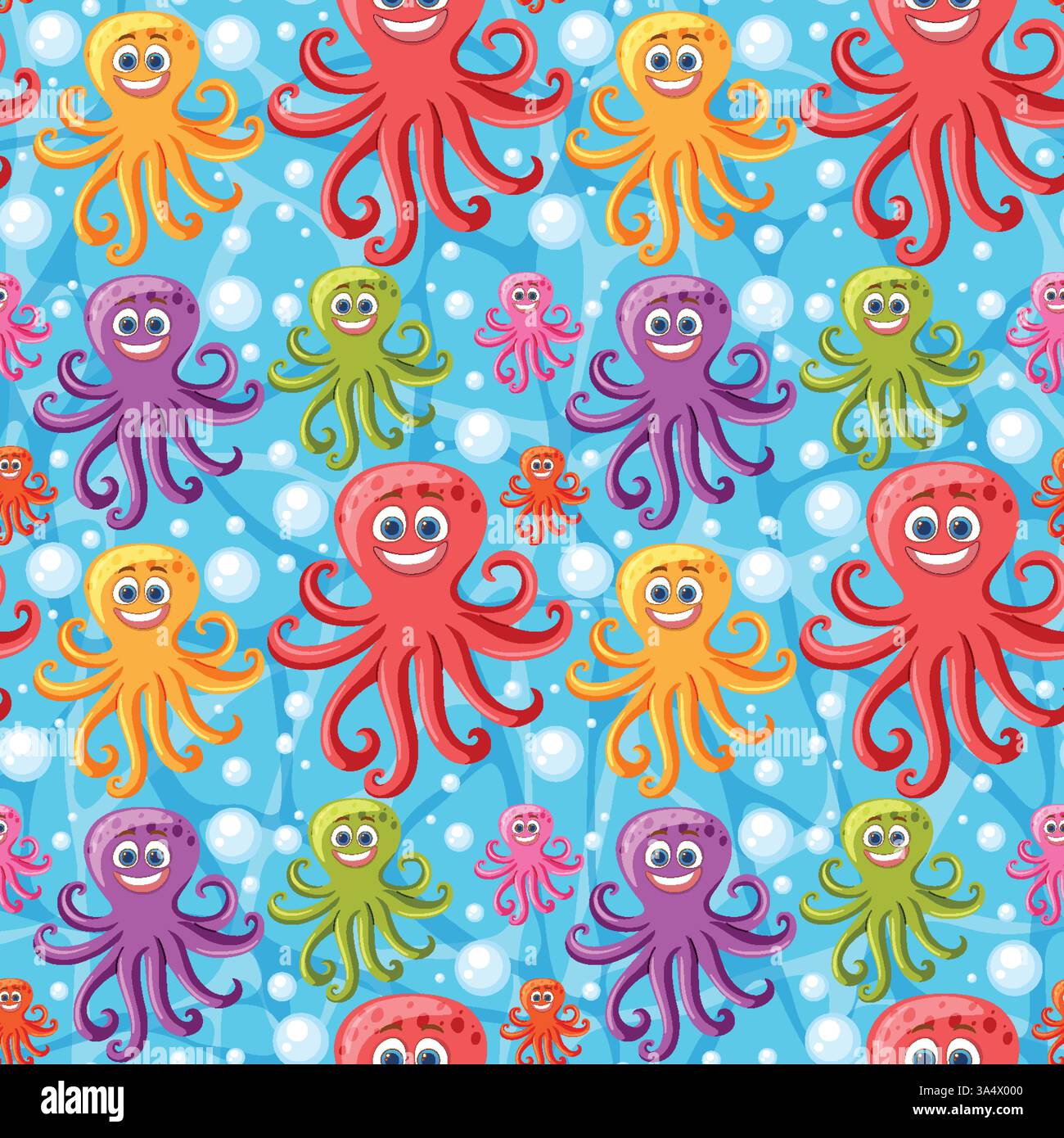 Vibrant octopuses with bubbles in a playful design Stock Vector Image ...