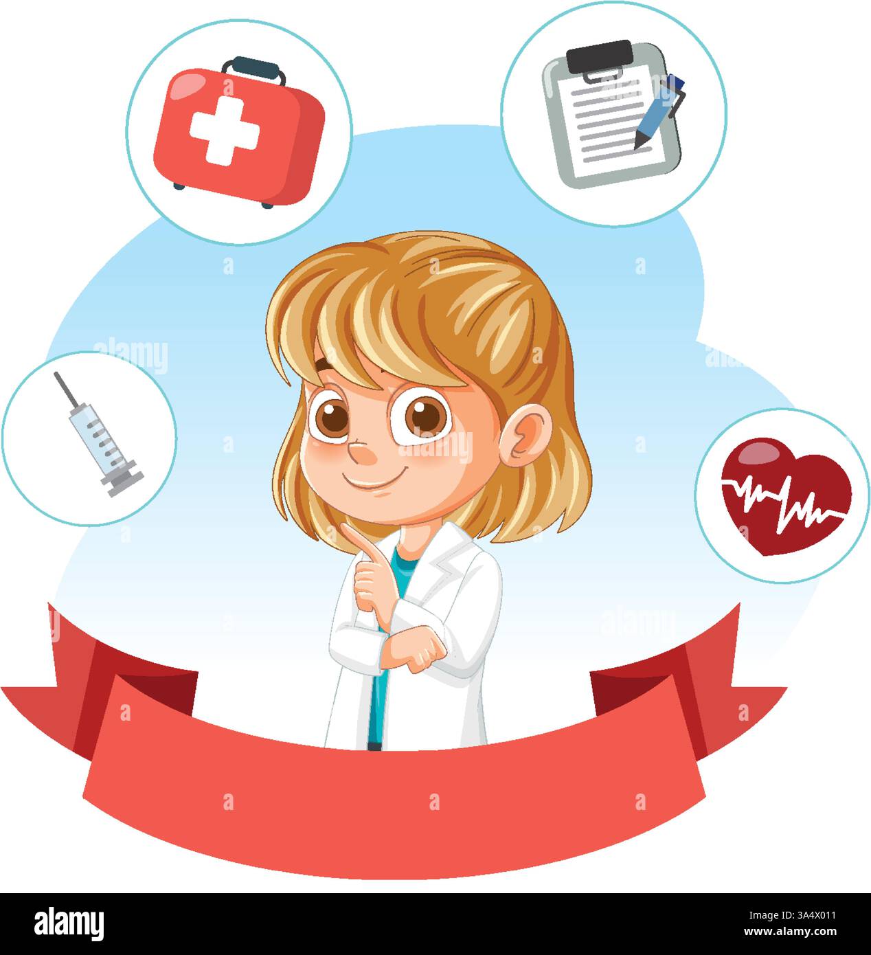 Illustration of a child doctor with medical symbols Stock Vector Image ...