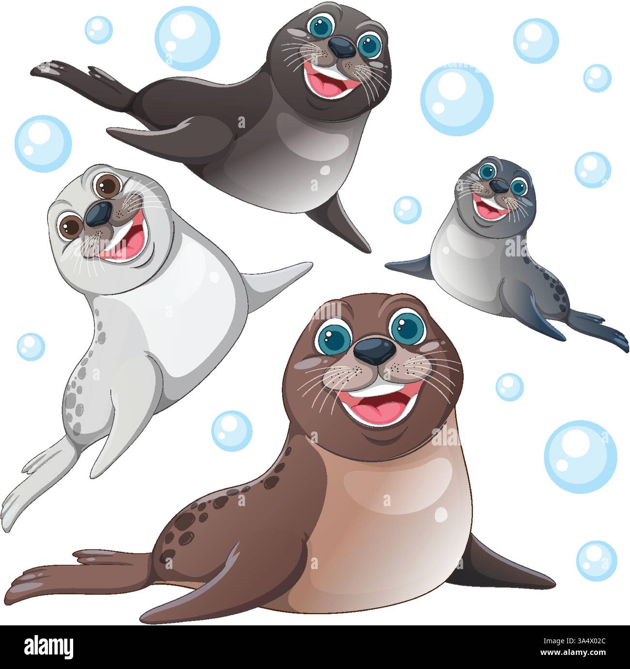 Happy seals surrounded by floating bubbles Stock Vector Image & Art - Alamy