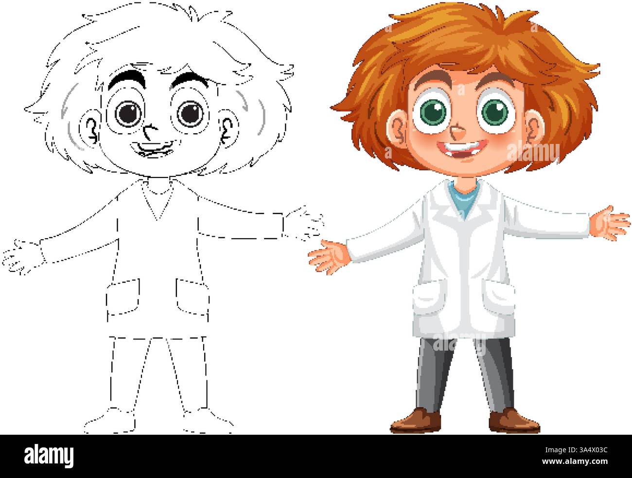 A cartoon scientist with open arms and big smile Stock Vector Image ...