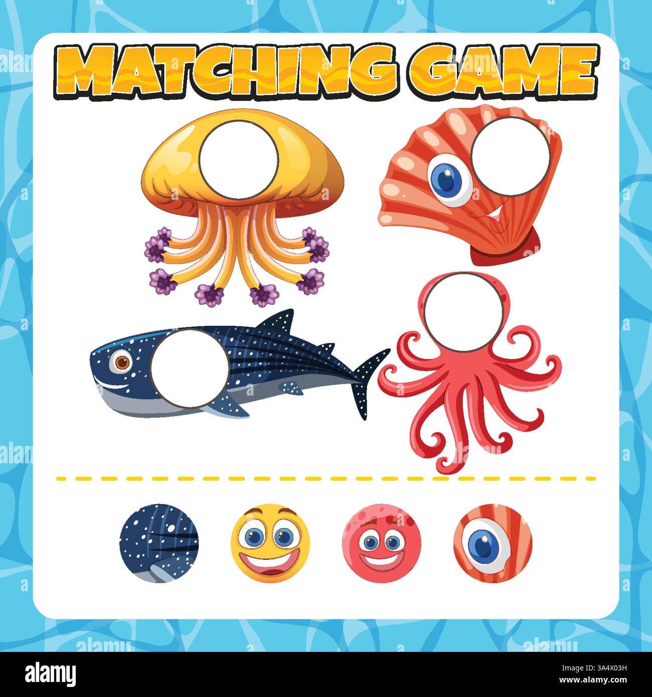 Fun matching game with sea creatures and emojis Stock Vector Image ...