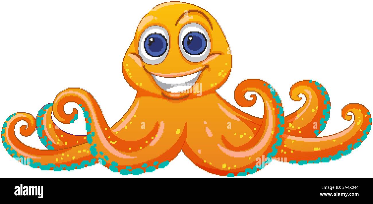 Smiling octopus with vibrant colors and big eyes Stock Vector Image ...