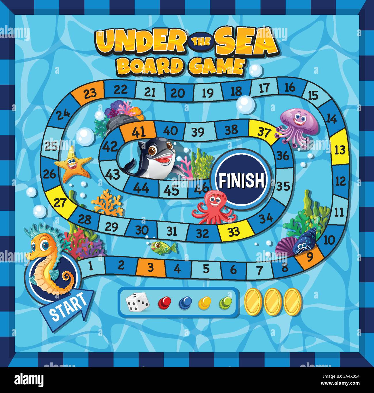 Colorful ocean-themed board game with marine animals Stock Vector Image ...