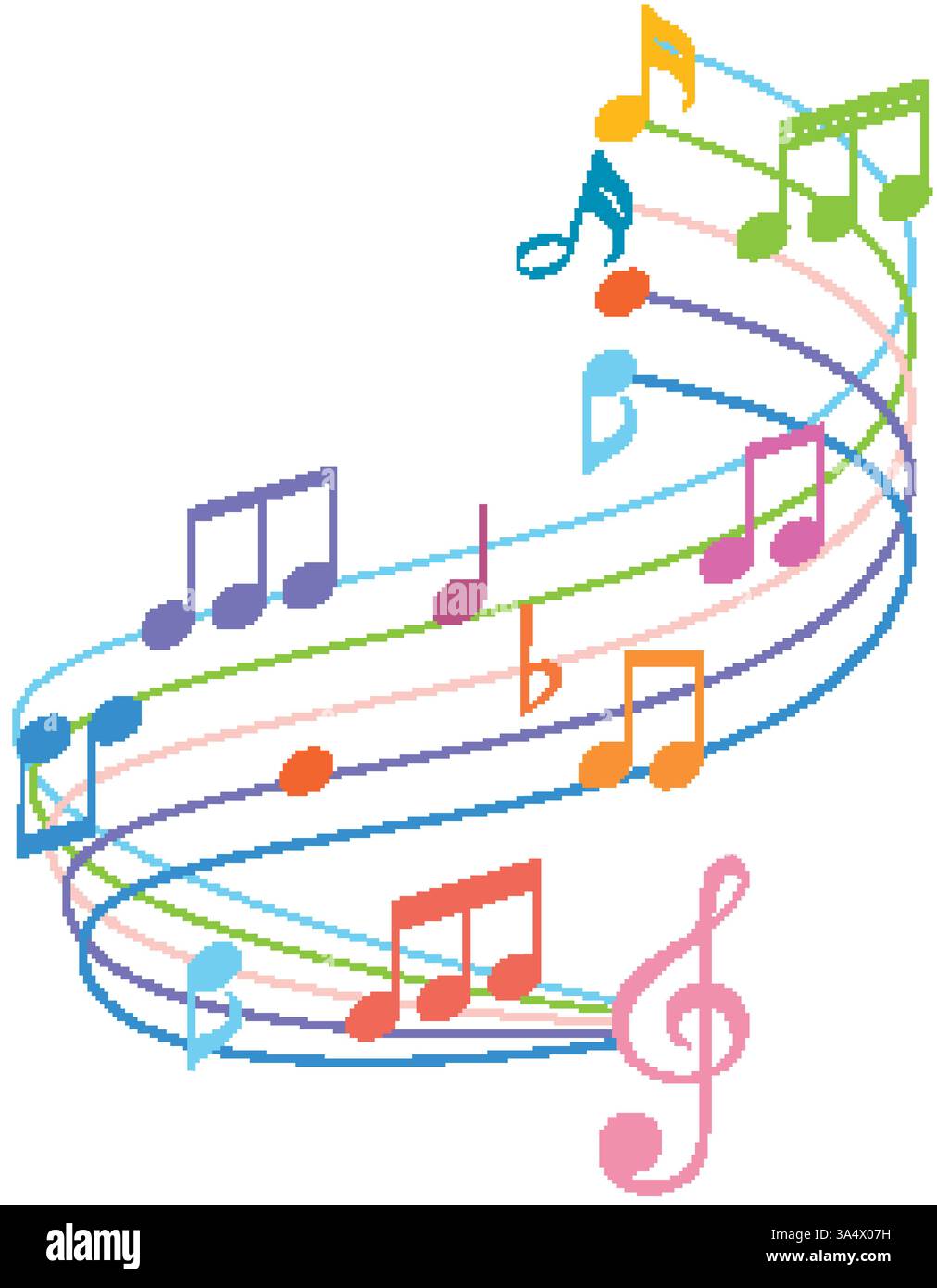 Vibrant music notes swirling on a staff Stock Vector Image & Art - Alamy