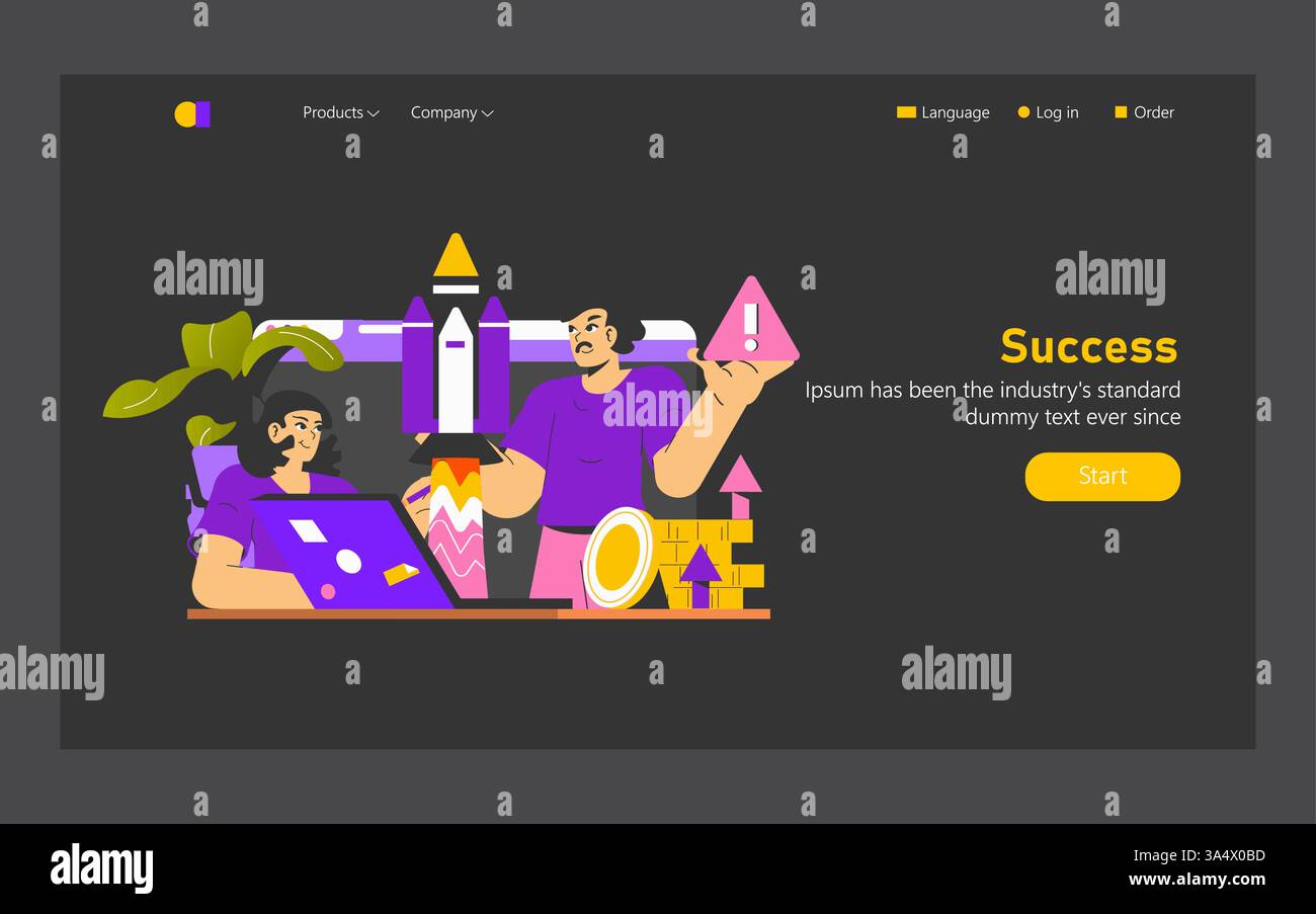 Risk assessment and innovation in digital projects. The illustration portrays teamwork ...