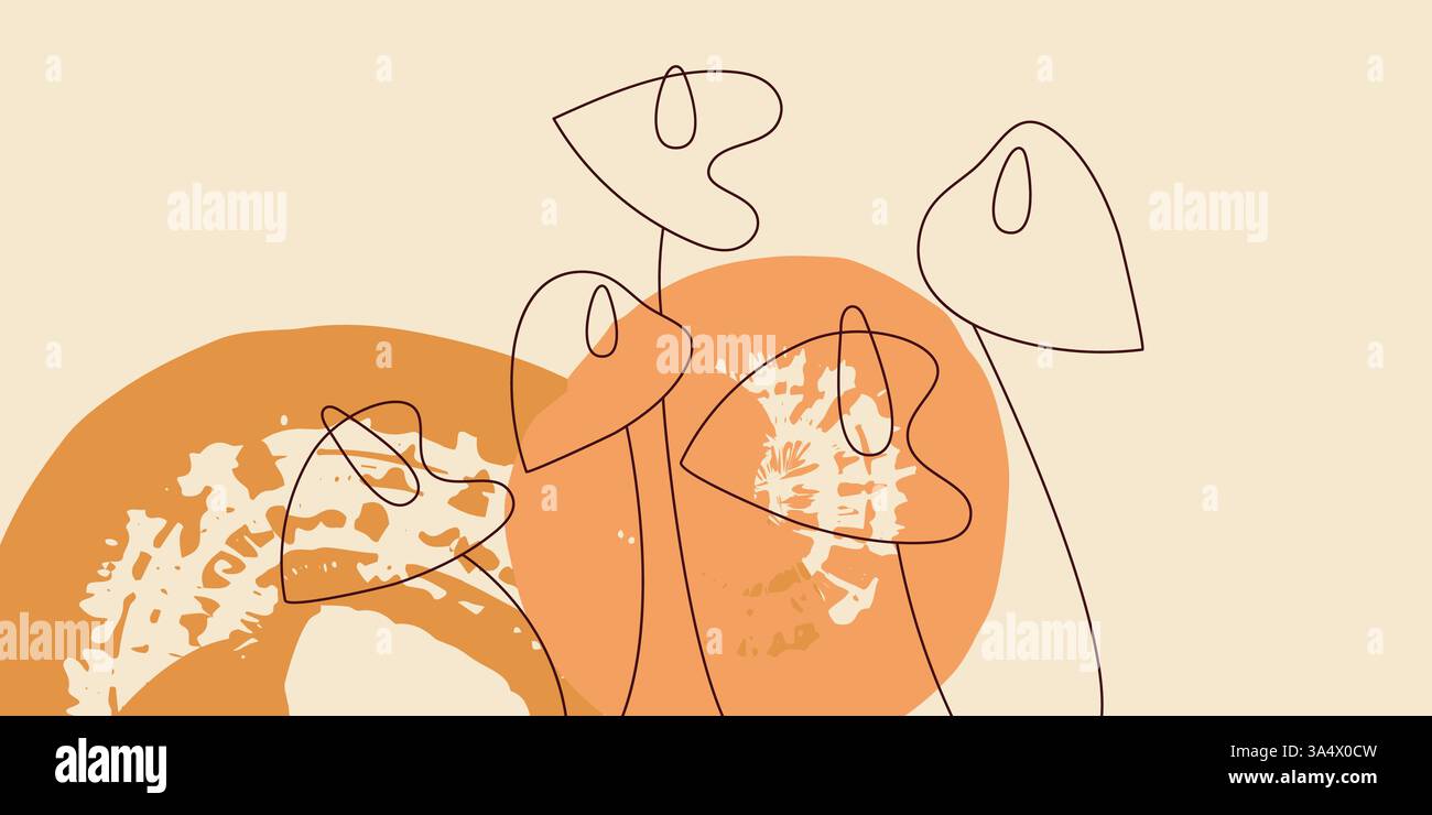 Abstract Minimalist Line Art Featuring Organic Shapes and Warm Tones ...