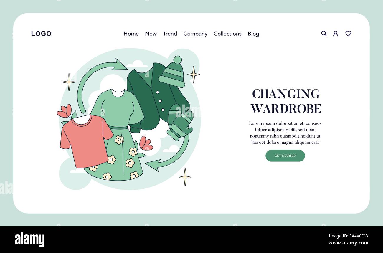 Illustration of a wardrobe transformation showcasing casual clothing ...