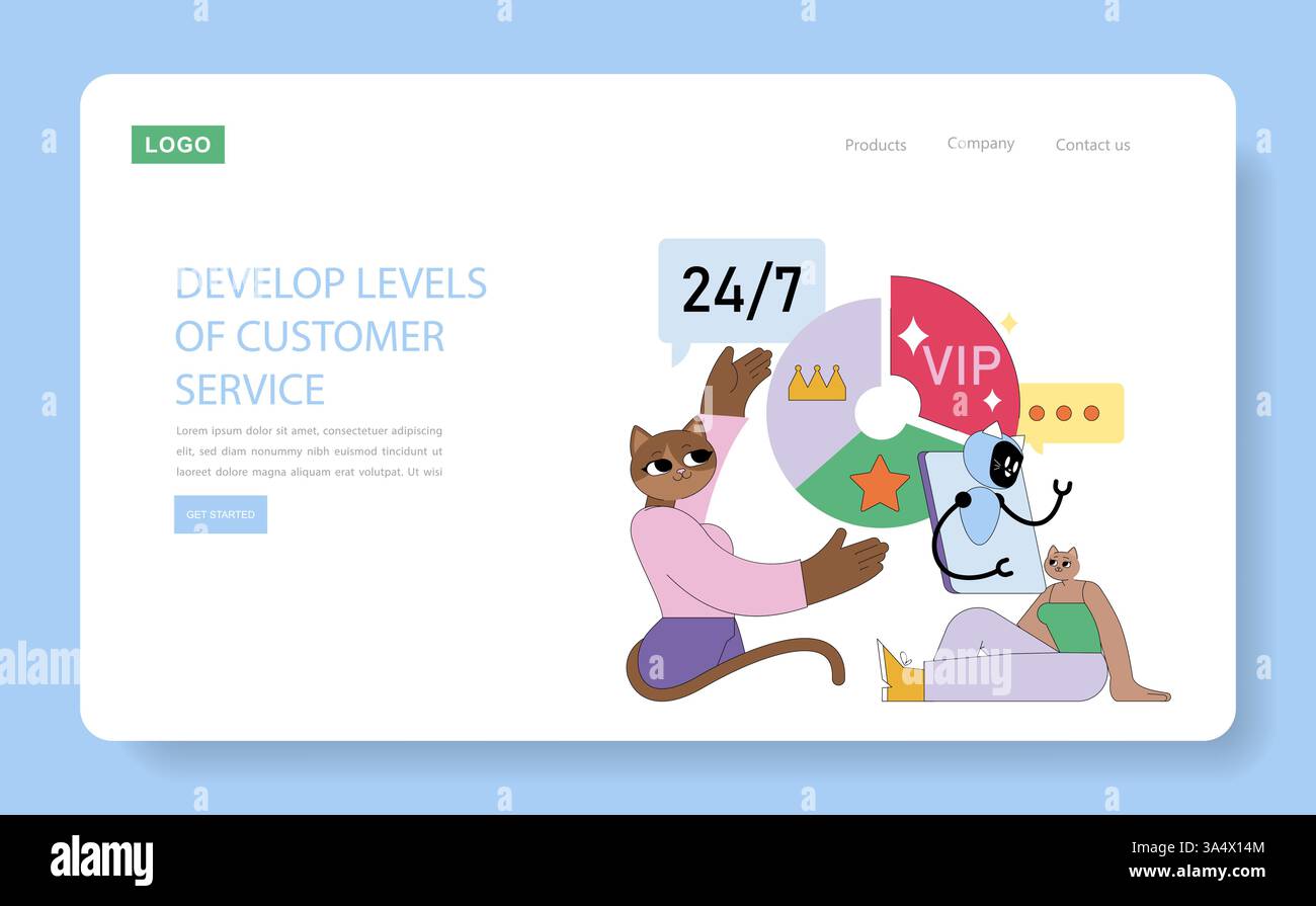 Marketing Tools illustration. Focus on customer service development ...