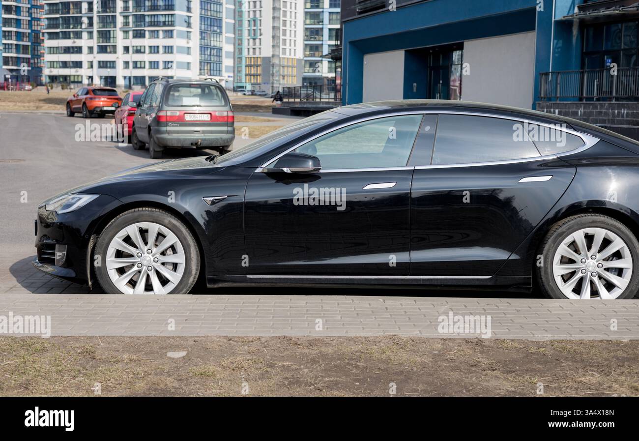 Minsk, Belarus, March 20, 2025 - Modern Tesla Model S car at the ...