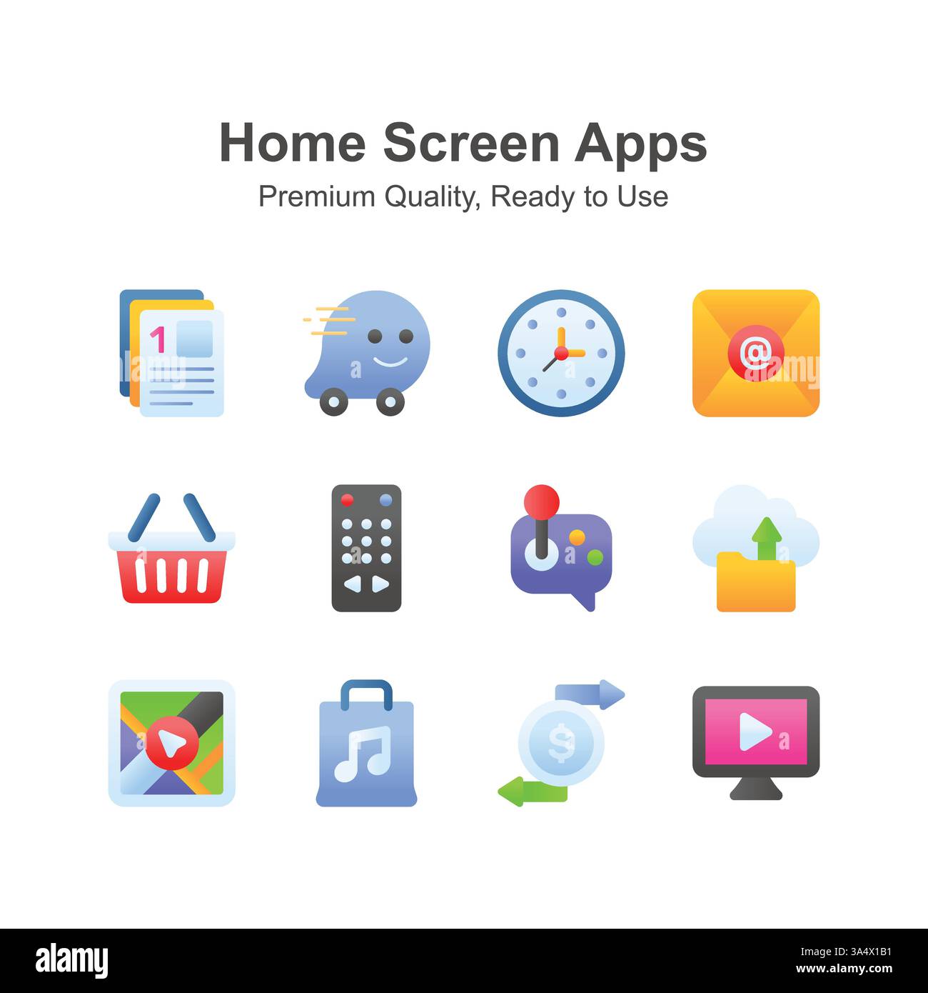 Visually perfect home screen apps icons set, ready to use and download ...