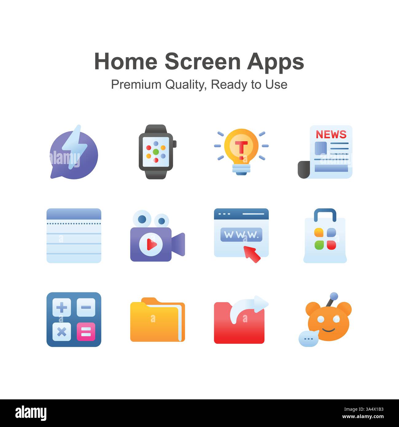 Grab this amazing icons set of mobile apps, home screen applications vectors Stock Vector Image ...