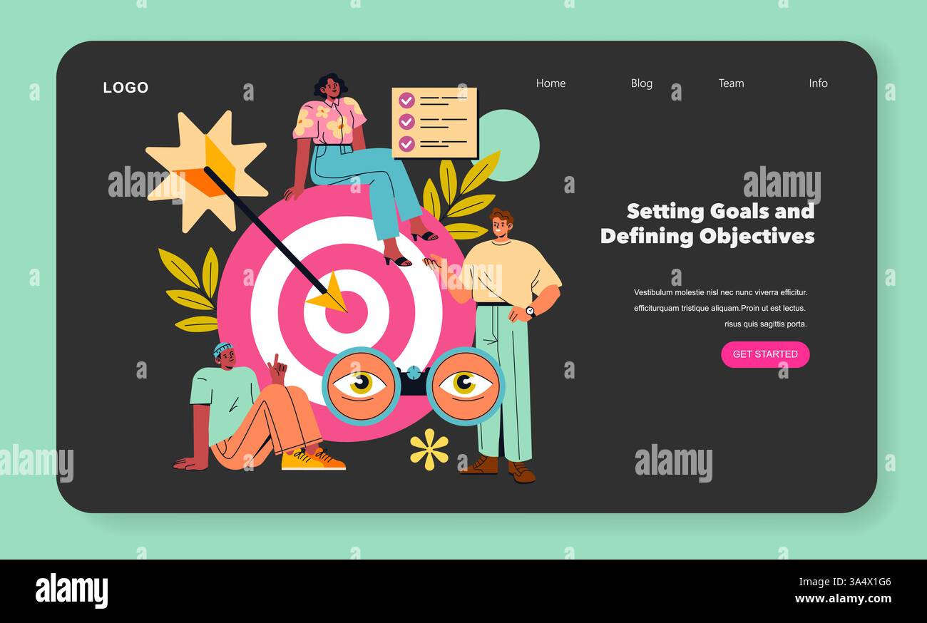 Workflow illustration focusing on setting goals and defining objectives. The design features ...