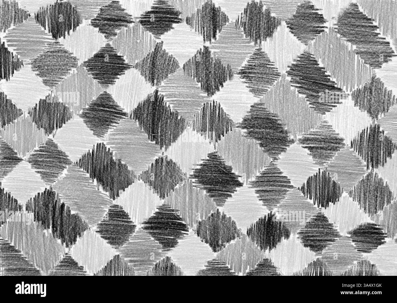 Pattern of uneven rhombuses shaded with pencils. Black and different ...