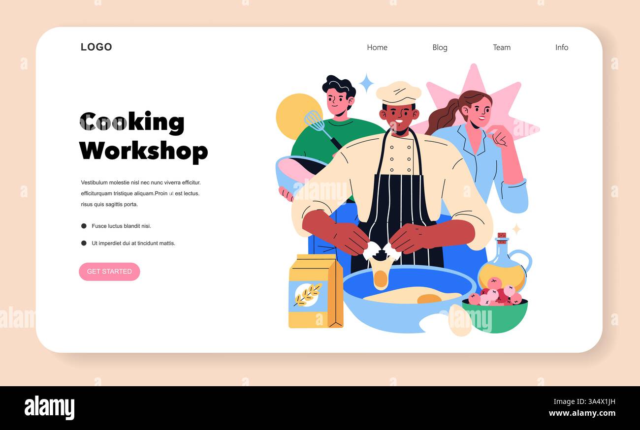 Cooking workshop illustration showcases participants engaging in ...
