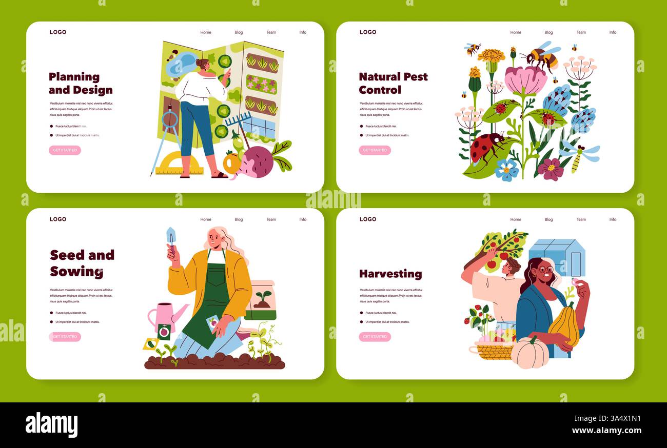 Self-sufficient garden illustration. This showcases various gardening ...