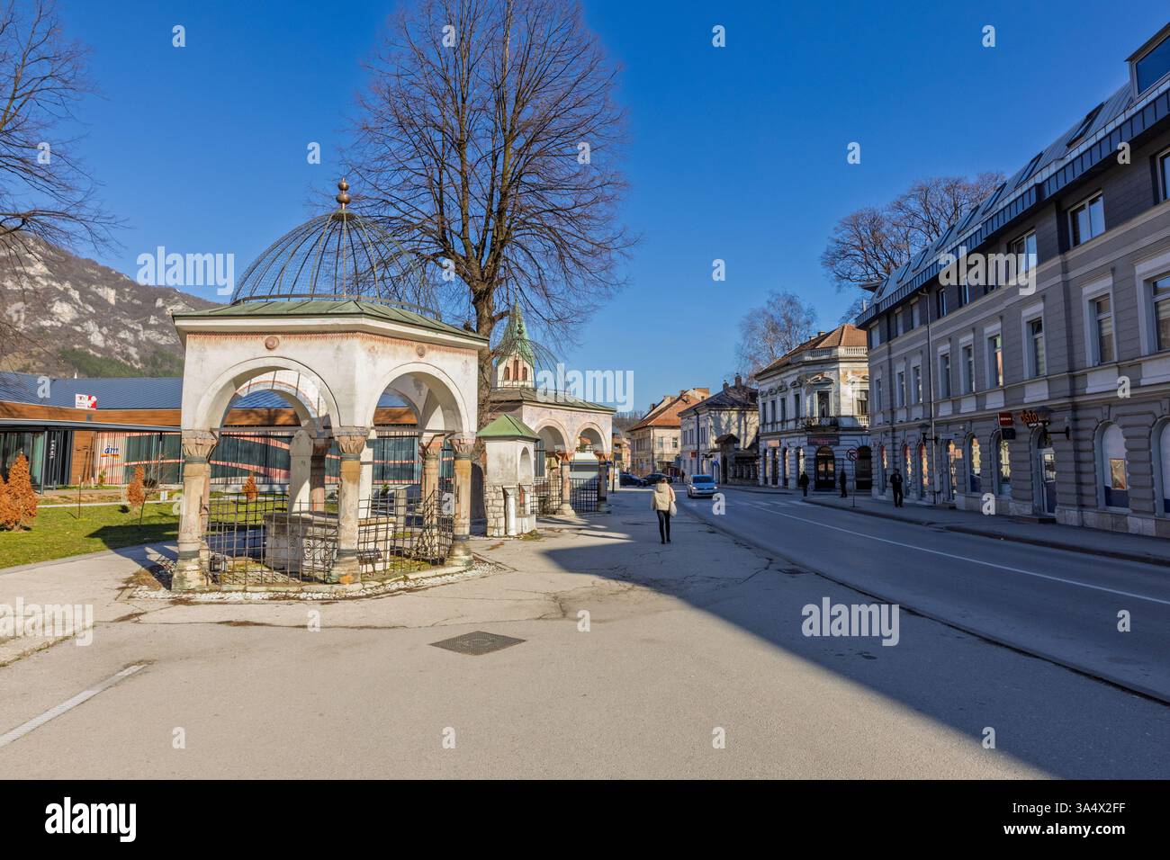 The beautiful Viziers' Graves, or turbe, in the town centre of Travnik ...
