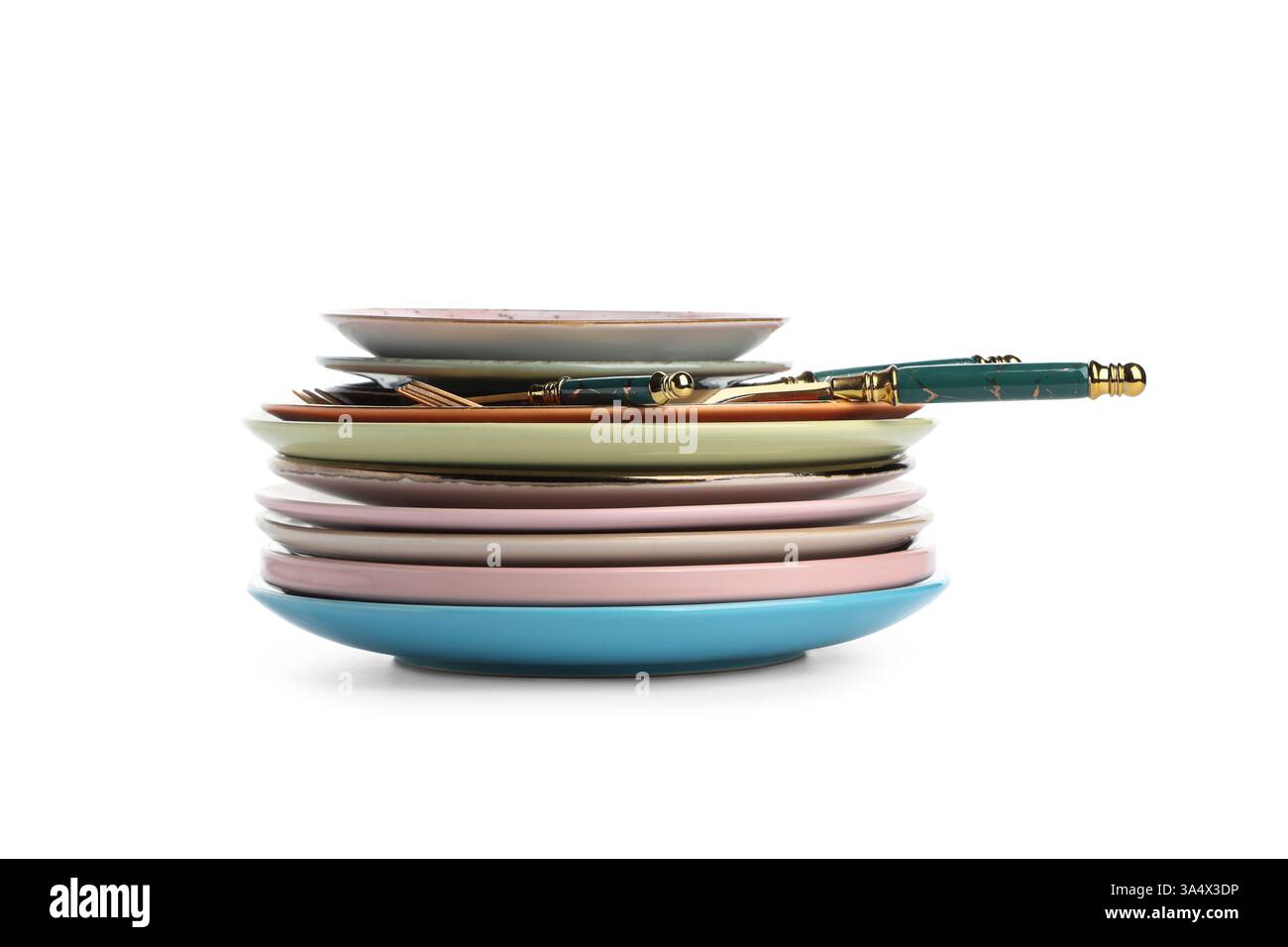 Set of clean plates isolated on white background Stock Photo - Alamy