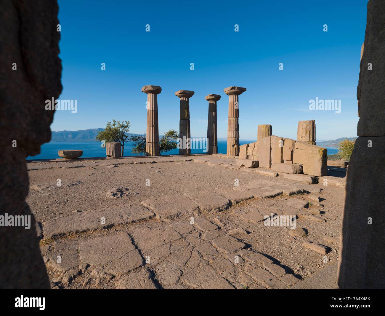 Morning at the Temple of Athena in the ancient city of Assos. Acropolis ...