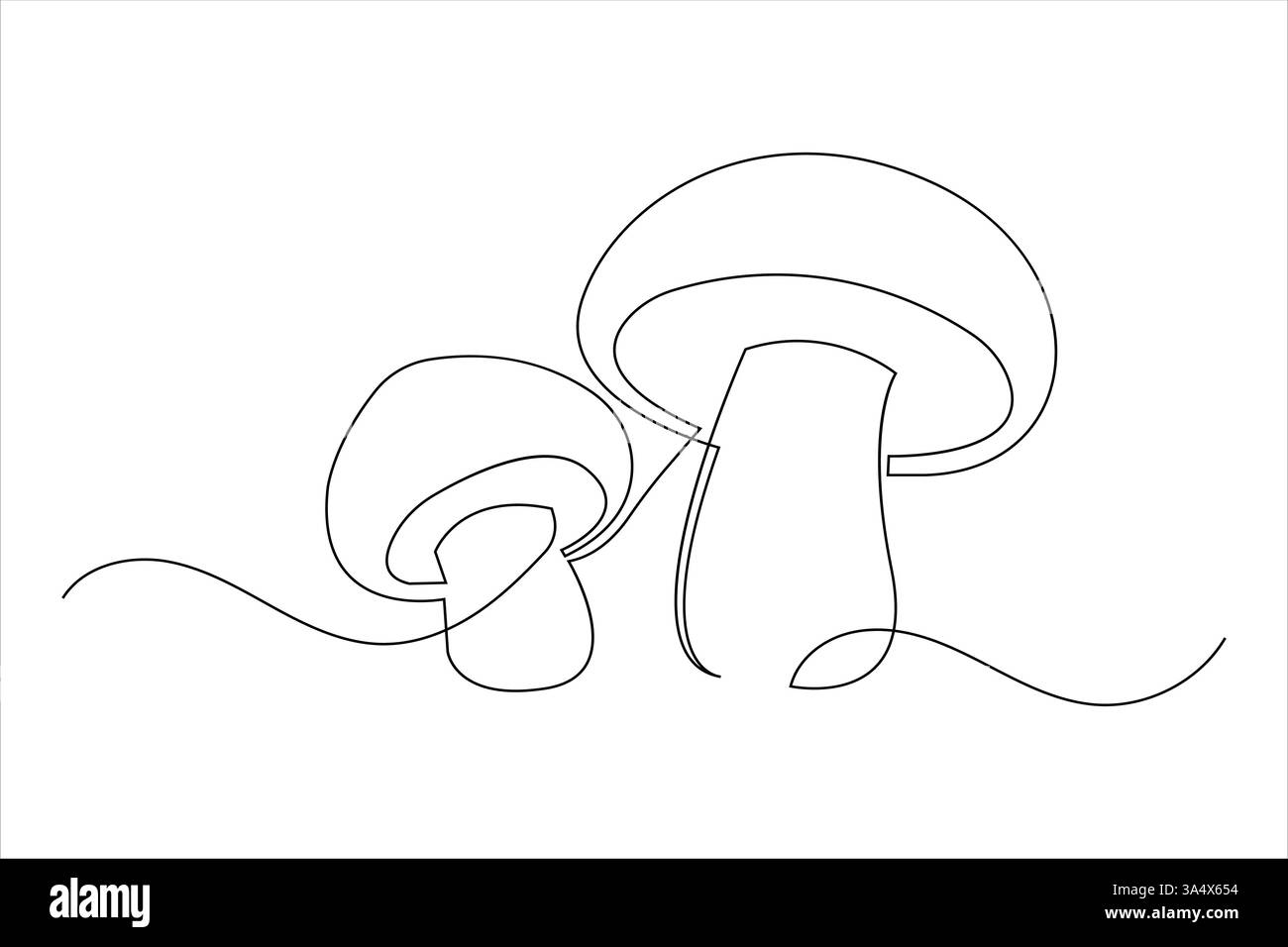 Mushroom one line art drawing minimalist Fungi isolated continuous ...
