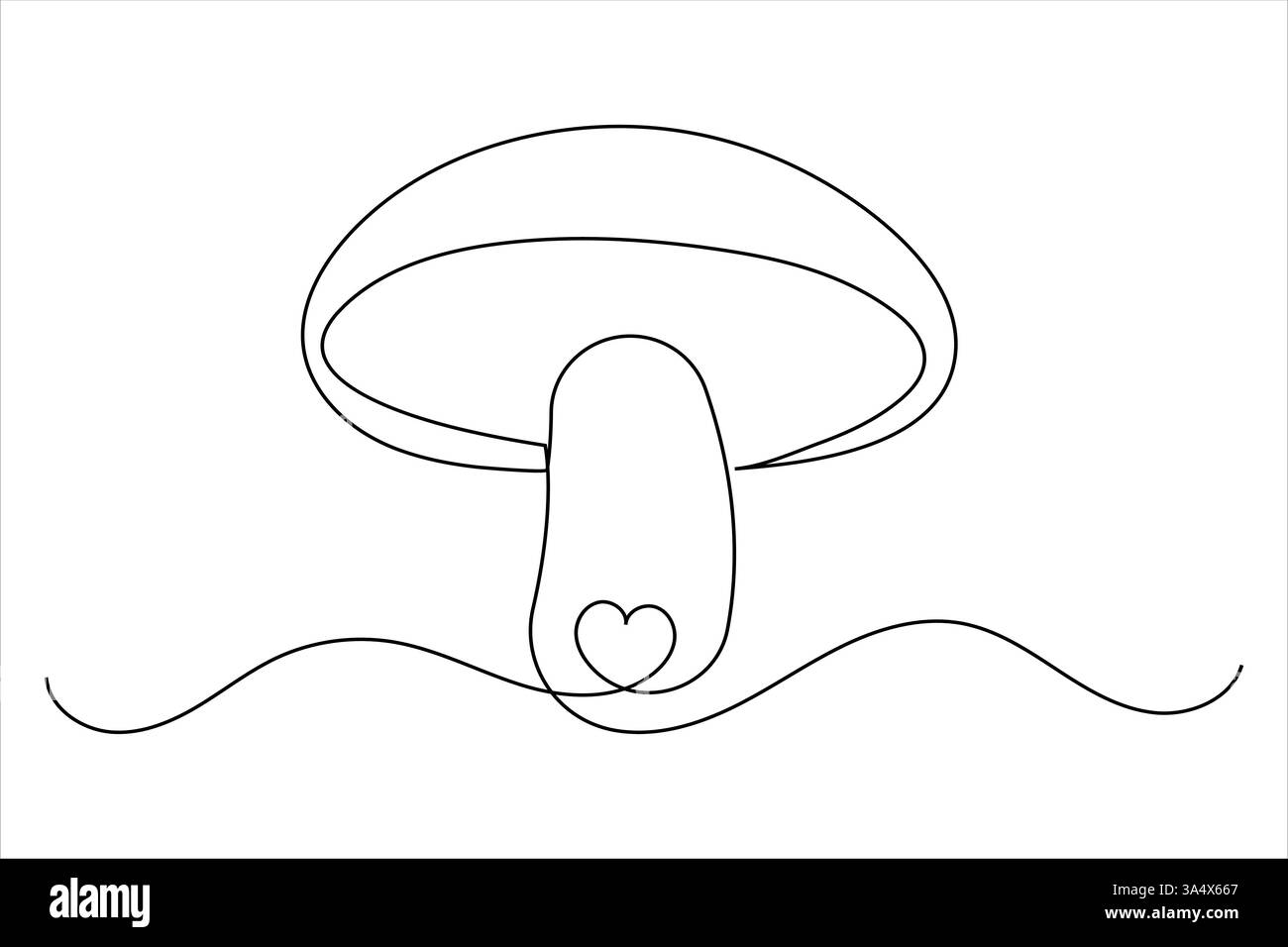 Mushroom one line art drawing minimalist Fungi isolated continuous ...