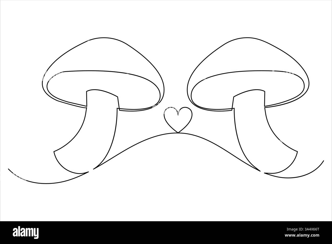Mushroom one line art drawing minimalist Fungi isolated continuous ...