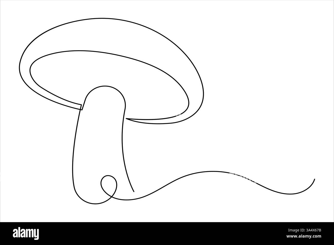 Mushroom one line art drawing minimalist Fungi isolated continuous outline vector illustration ...