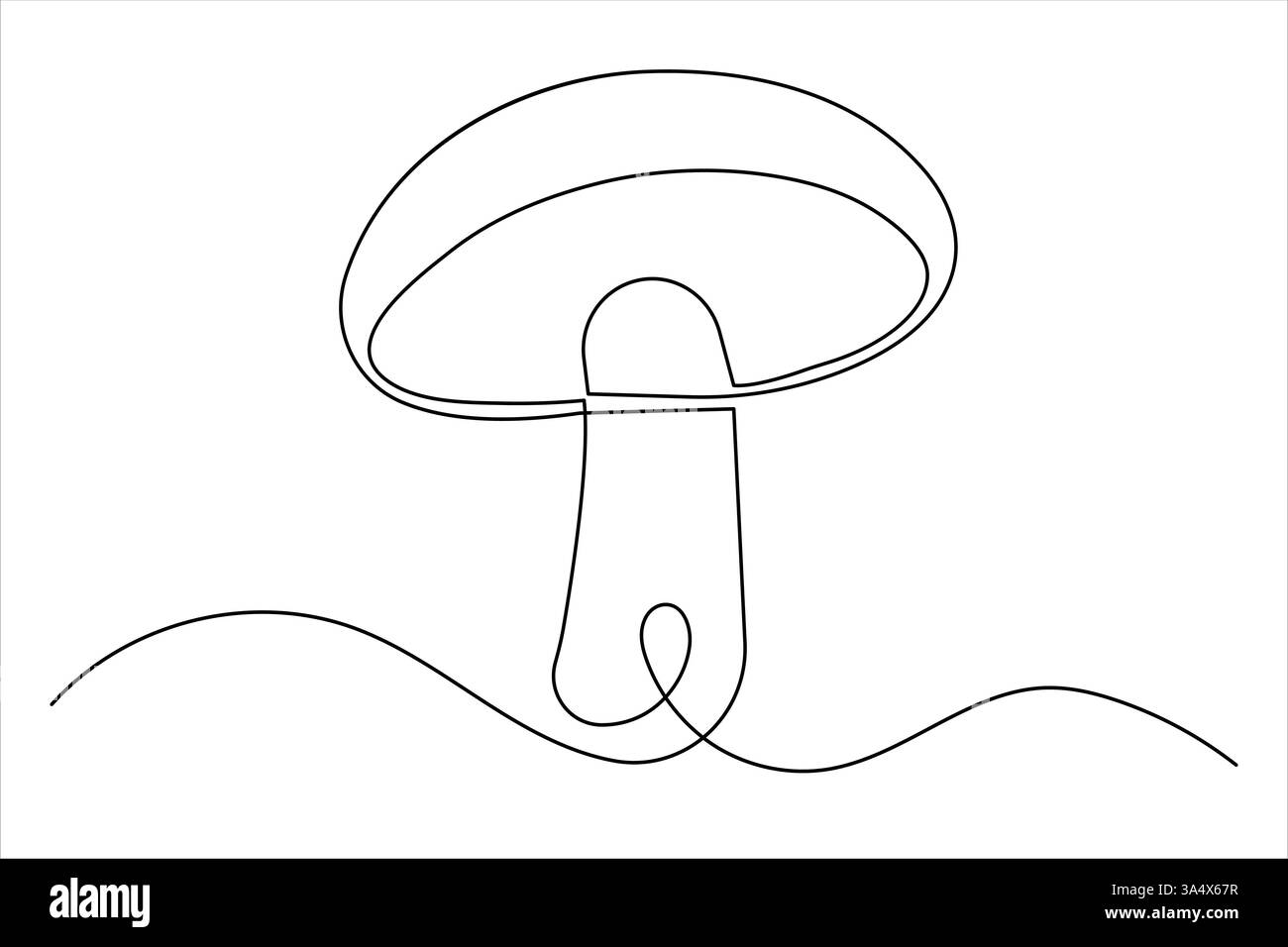 Mushroom one line art drawing minimalist Fungi isolated continuous ...