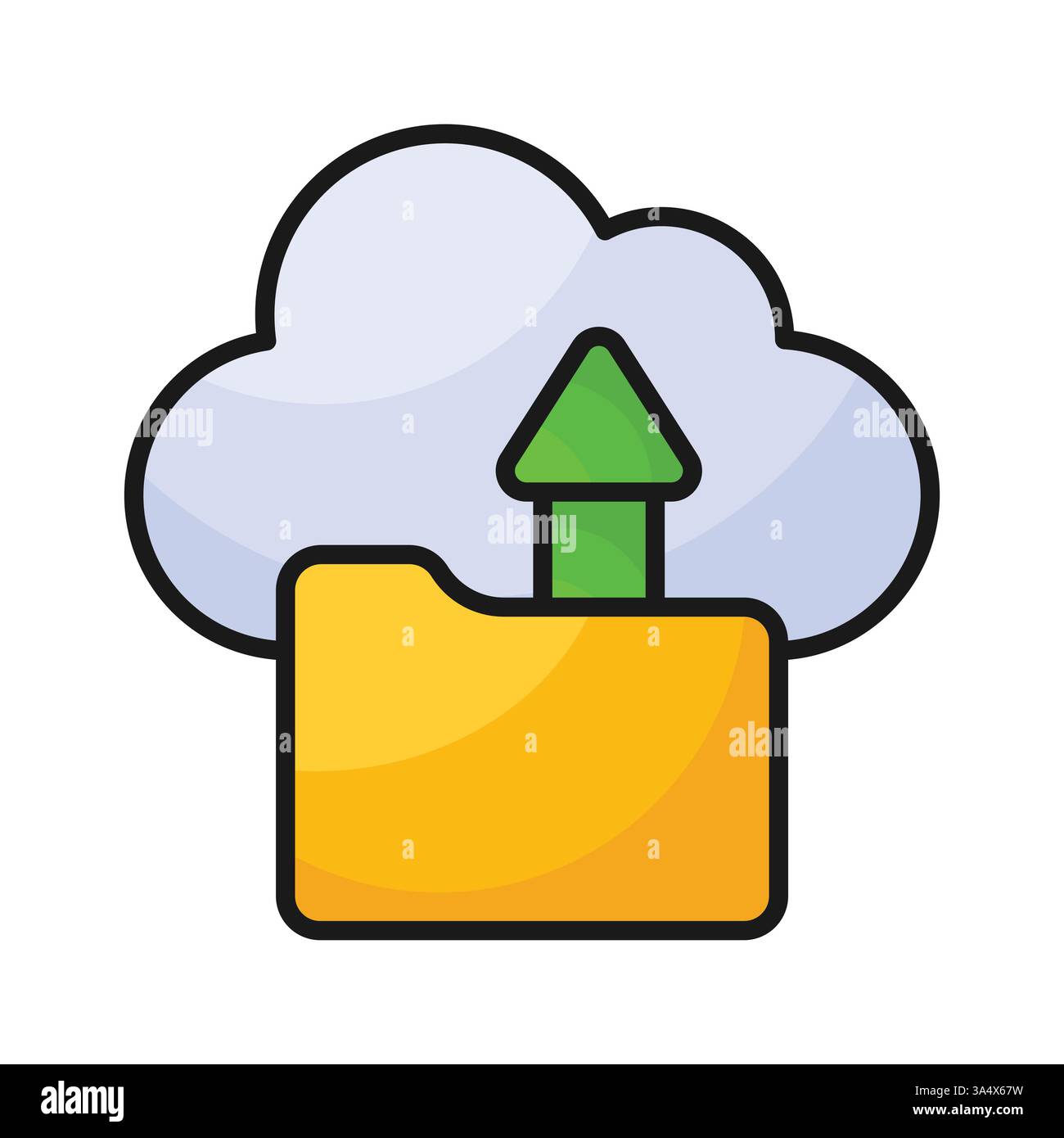 Folder with upward arrow and cloud denoting concept icon of cloud data storage, drive icon Stock ...
