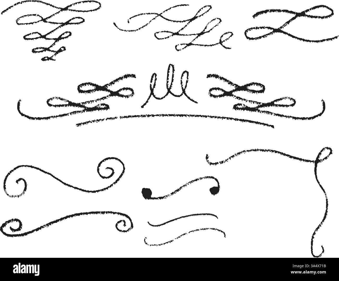 Rough pencil-drawn classic line decorations. Elegant and warm hand ...